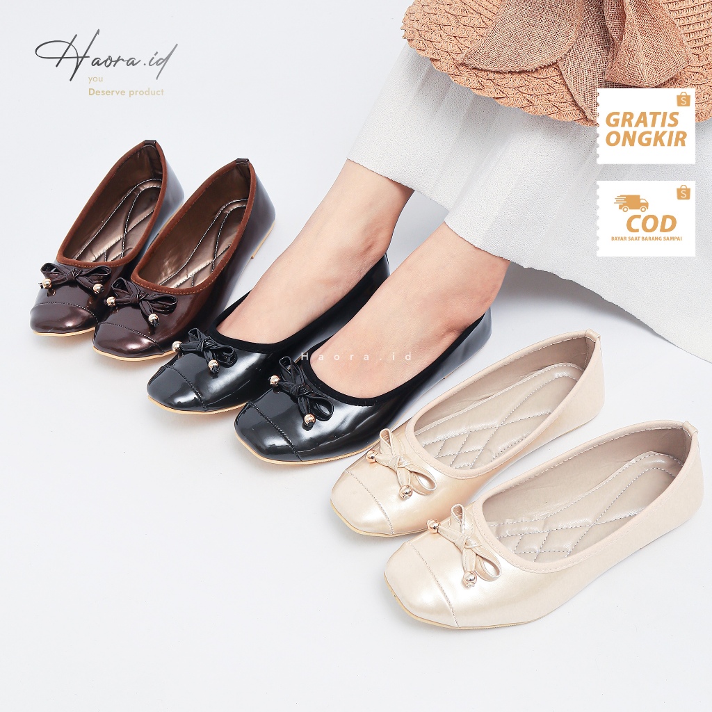 Haora Nathalie Women's Flatshoes Premium Luxury Anti-Slip Shimmer ...