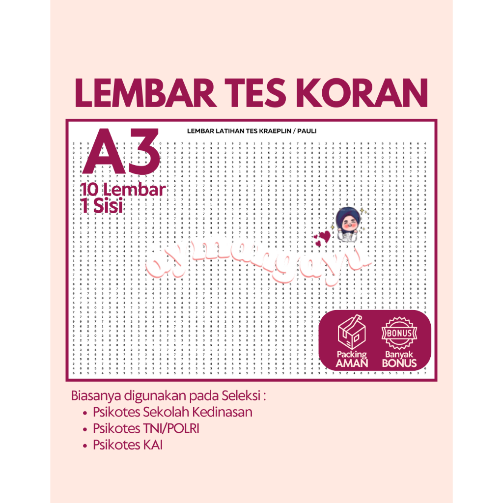 Newspaper Test Sheet/PAULI Test/KRAEPLIN Test A3 (10 Sheets) | Shopee ...