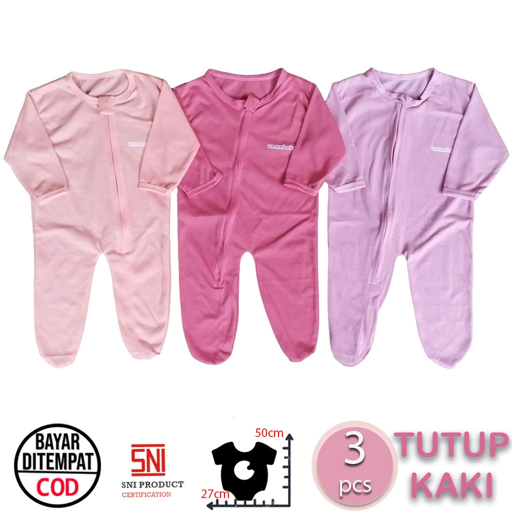 Ummababyshop 3 pcs Newborn baby Sleepsuit Closed Legs baby Rompers Long baby Jumpers baby Girl ...
