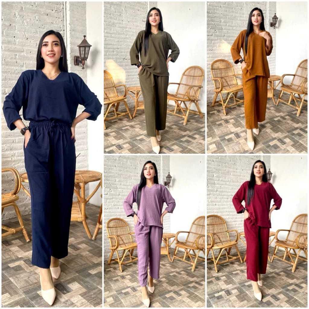 Plain 7/8 sleeve air flow crinkle suit / Latest women's suit diandra ...