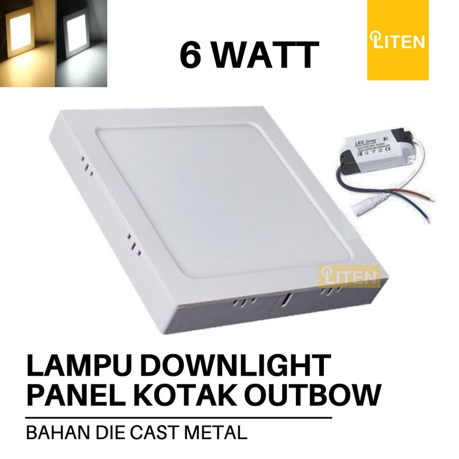 PUTIH Outbow Downlight LED BOX Slim Panel Lamp 6W White 6 W Watt 6Watt ...