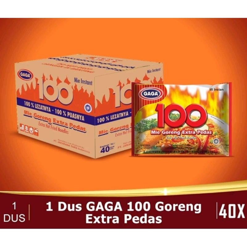Mie Gaga 100 Extra Spicy Fried (one box contains 40 packs) | Shopee ...