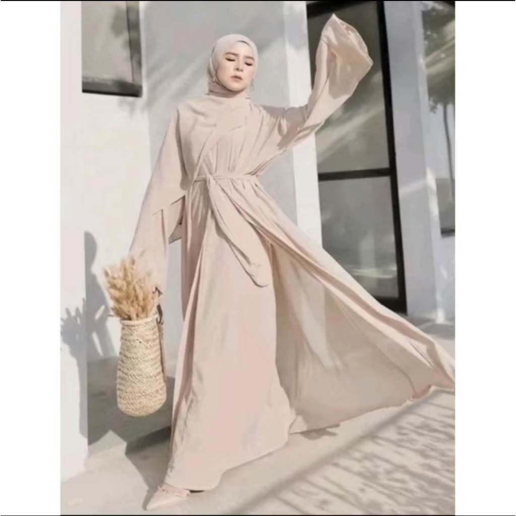 Abaya Turkey Iner Outer Crinkle Airflow Latest Muslimah Syari Iner ...
