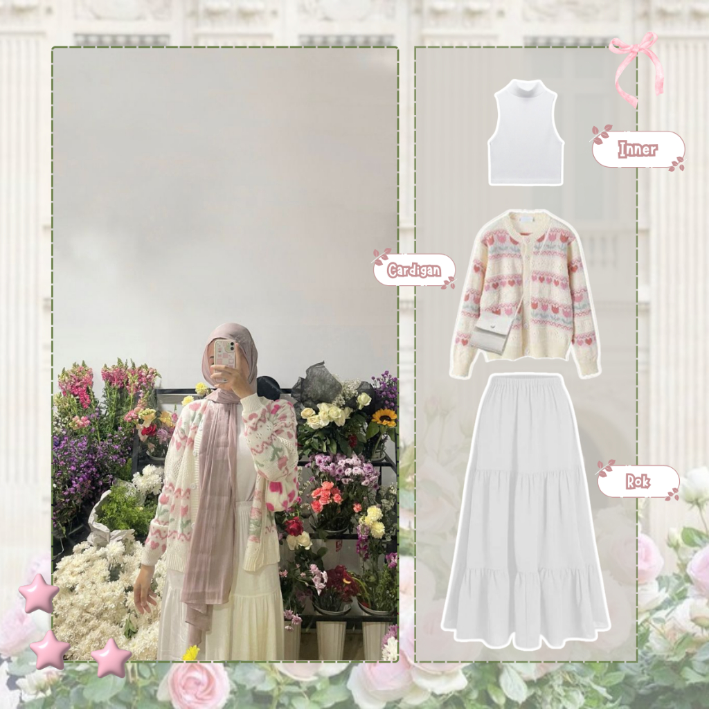 Total set | Outfit set | Knit Cardigan+inner+Stacking Skirt | Outfit ...