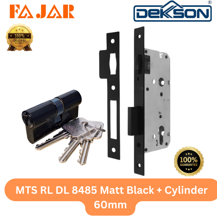 Mortise Lock Dekkson - MTS RL DL 8485 + Cylinder 60MM Matt Black ...