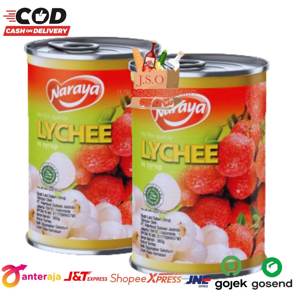 [ JSO ] Naraya Lychee canned 565gr Lychee in syrup Lychee Fruit Canned ...