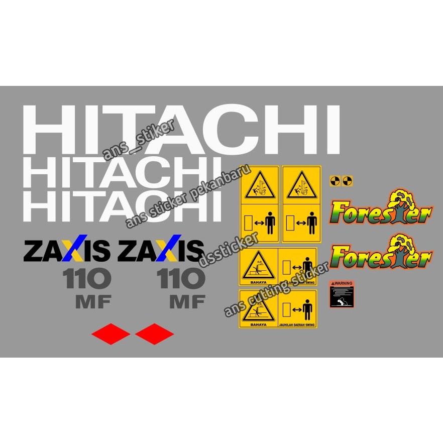 Hitachi EXCAVATOR STICKER ZAXIS 110 MF 5G NEW HITACHI HEAVY EQUIPMENT ...