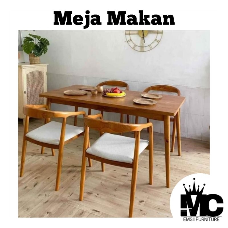 Minimalist Dining Table 4-seat Dining Table 4-seat Teak Dining Table 4 ...