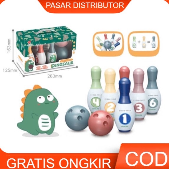 Dinosaur Bowling BALL Set DINOSAUR Motif Bowling Pin Set | Shopee Malaysia