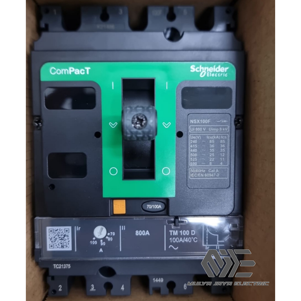 MCCB Compact NSX100F 3p 100a 36kA 415V NSX100F 100 amper C10F3TM100 ...