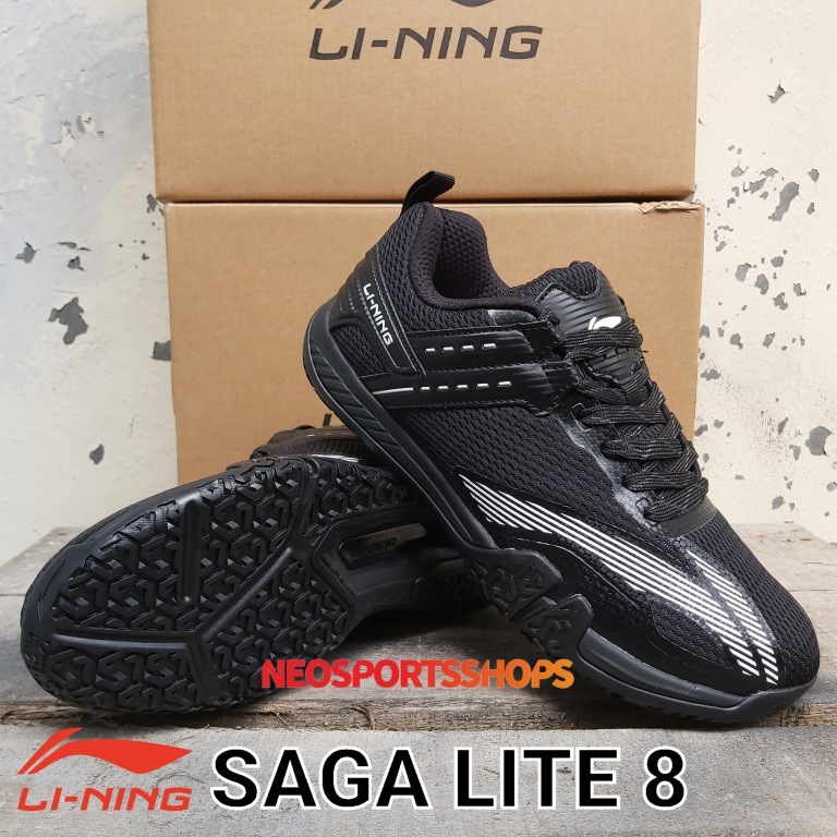 Original Lining Saga Lite 8 Black White Badminton Shoes | Shopee Malaysia
