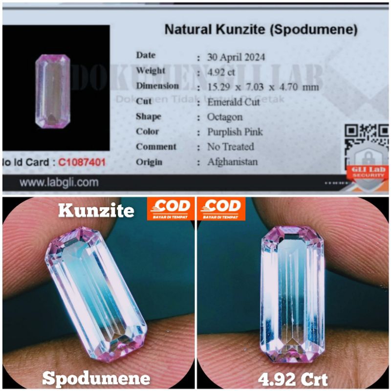 NATURAL KUNZITE SPODUMENE HQ GEMSTONE (FREE MEMO) A108 | Shopee Malaysia