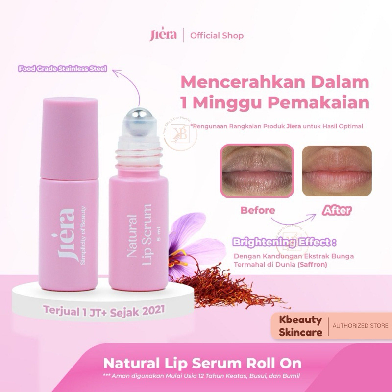 Jiera Natural Lip Serum 5ml Roll on | Lip Brightening Serum Contains ...