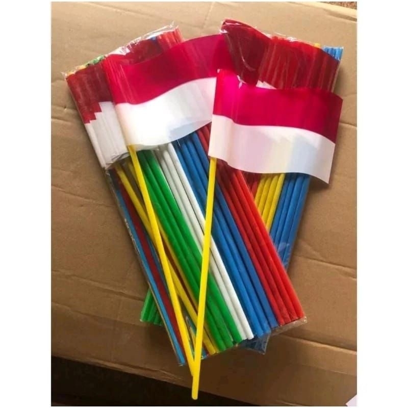 MERAH 20 Stick Flags Without Pluit || Red and White Stick Flag | Shopee ...