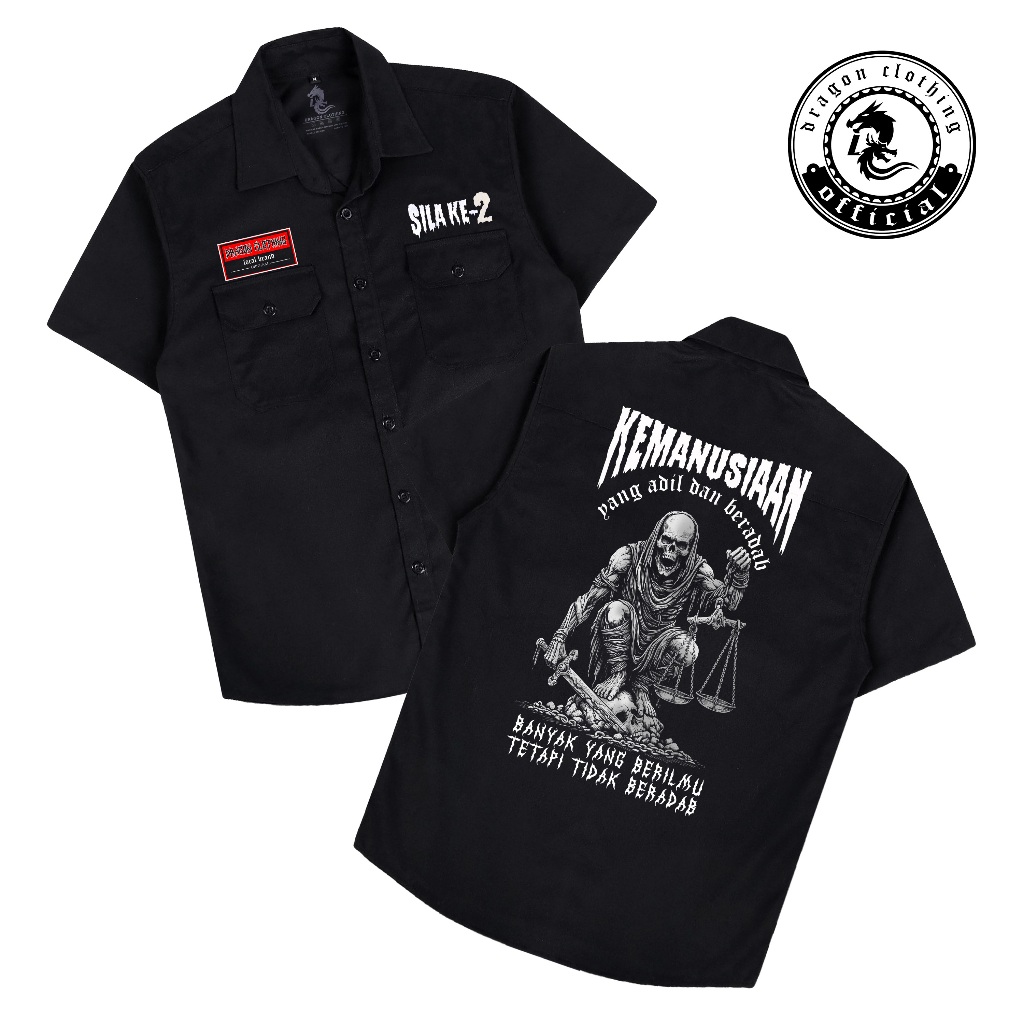 HITAM KEMEJA Dragon CLOTHING/Second SILA Workshirt shirt/Black Justice ...