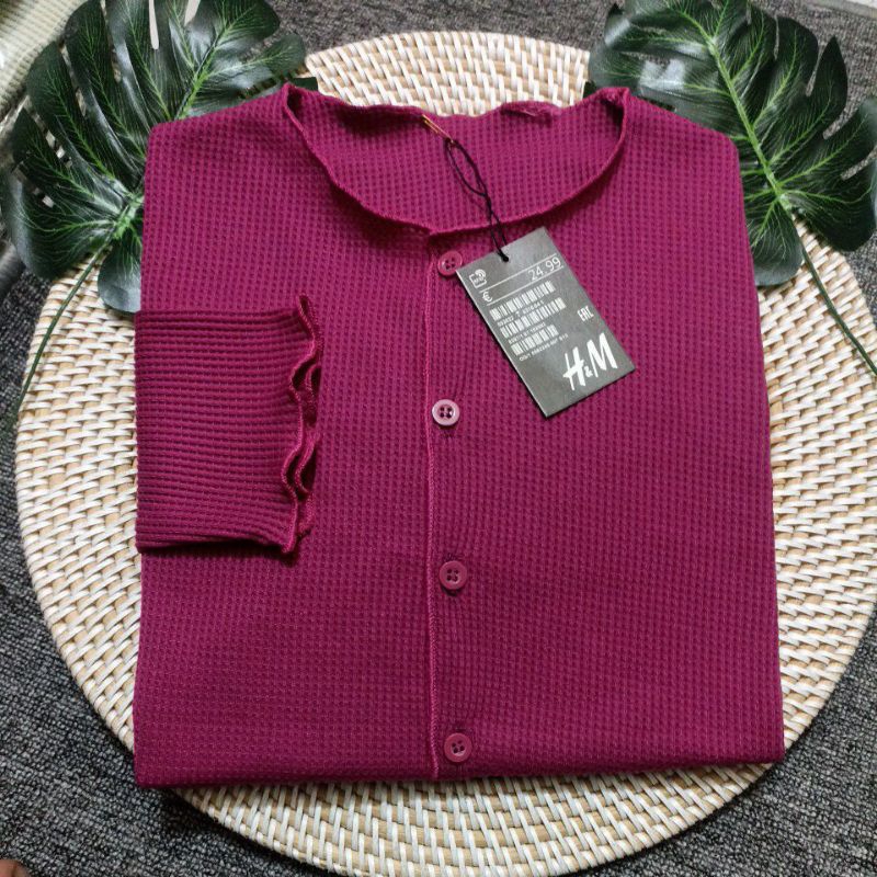 WOMEN'S PREMIUM CROP WAFFLE CARDIGAN | Shopee Malaysia