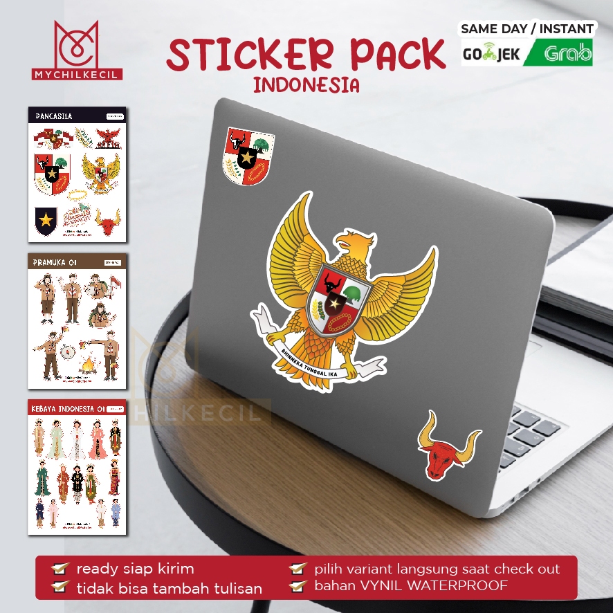 Sticker Pack Cute Indonesian Theme/Garuda/Pancasila/Kebaya/Camper/Side ...