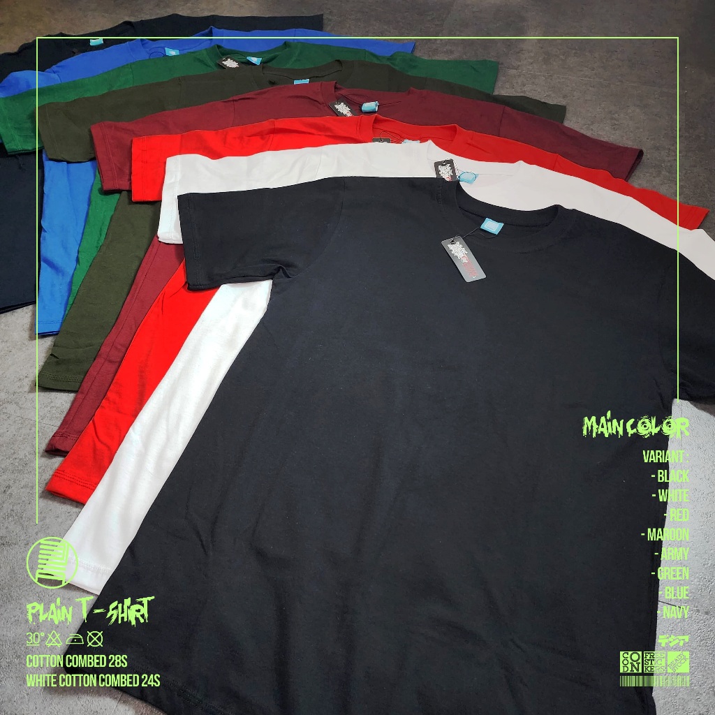 LOKAL Kaos Polos Cotton Combed 28s Thick PLAIN T Shirt Local Distro DJA ...