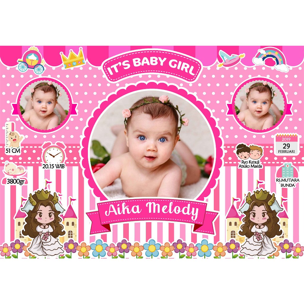 PRINT BABY BIODATA LARGE SIZE / NEW BABY BIODATA LAHIR / BABY BIODATA ...
