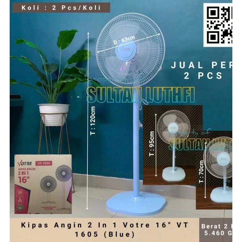2 function fan, standing fan, 16 inch votre sitting fan | Shopee Malaysia