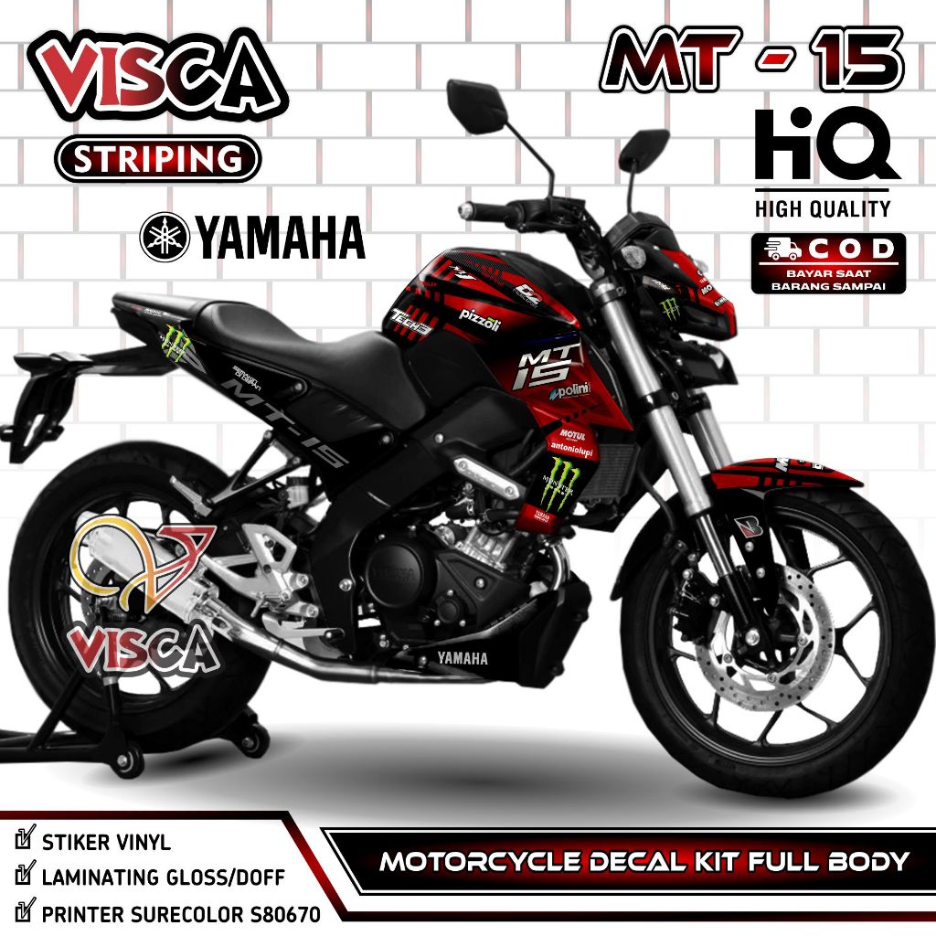 Yamaha MT 15 Decal - MT 15 Motorcycle Sticker - MT15 Decal - MT 15 ...