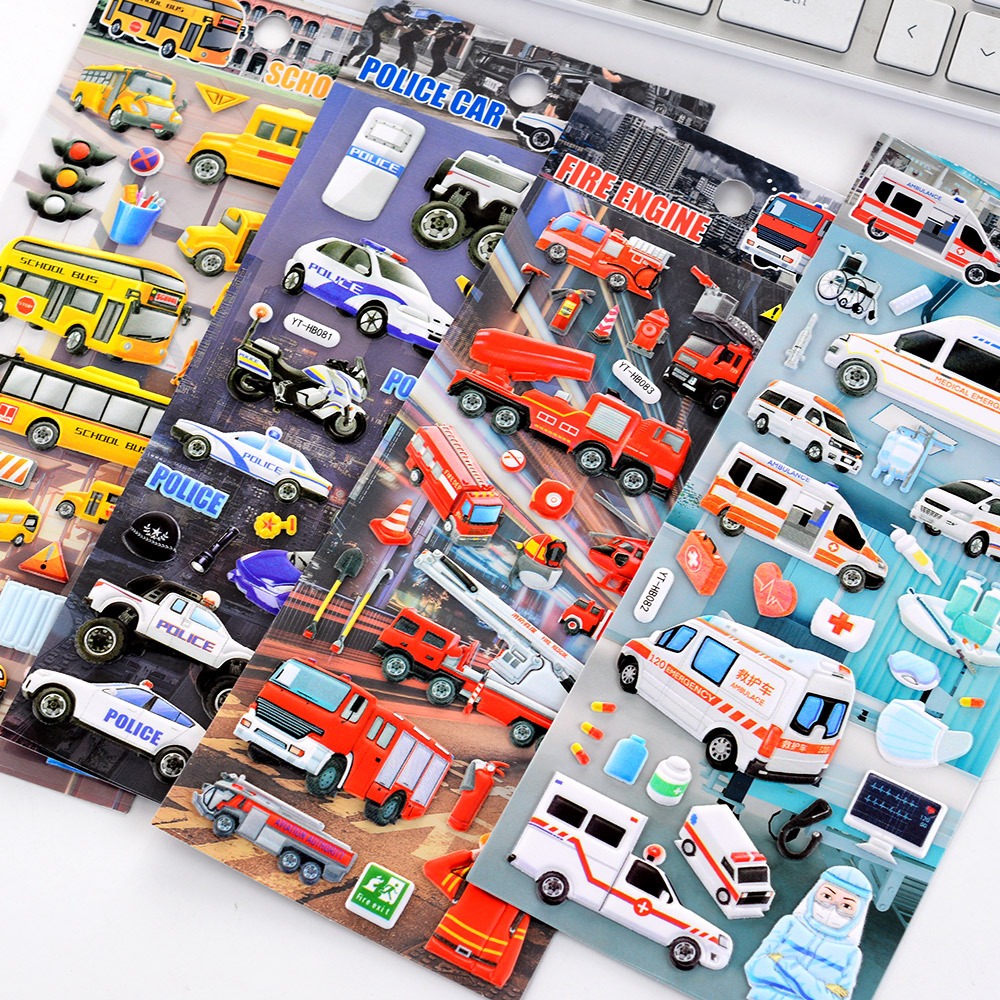 Puffy STICKERS TRANSPORTATION THEME - 3D CHILDREN'S CAR STICKER ...