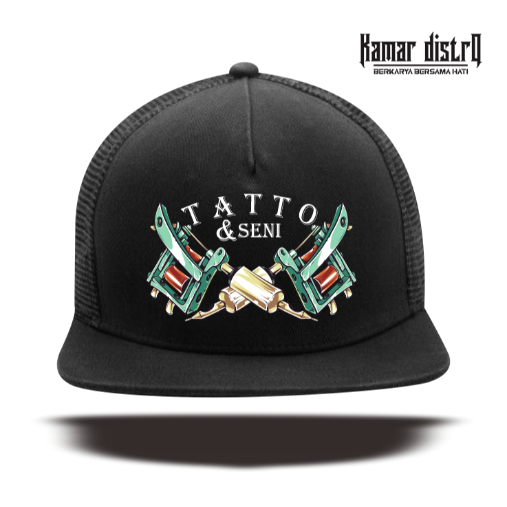 HITAM PUTIH Kren tattoo Hat trucker Hat - Net Hat - Kak Hat - Black ...