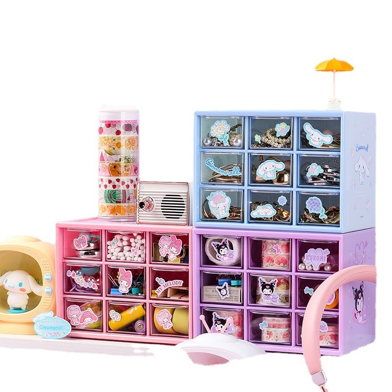Miniso Storage Box 9 Drawers Desk Organizer Storage Box kuromi ...