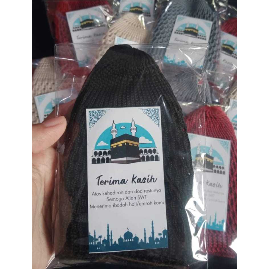 HITAM Black peci souvenir by Hajj/umroh (peci + greeting card) | Shopee ...