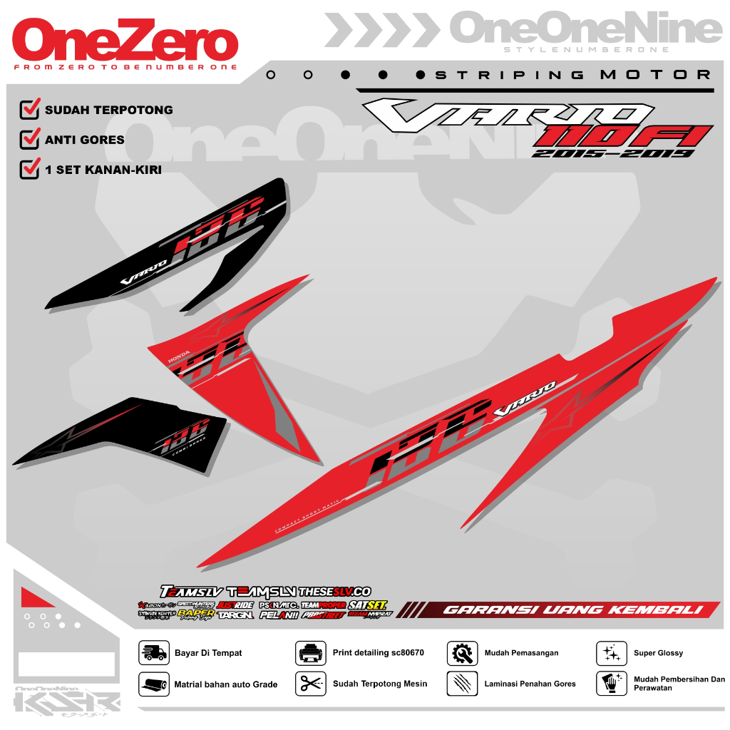 Vario 110 FI Striping Sticker UV Variation Transparent Hologram Mirror ...