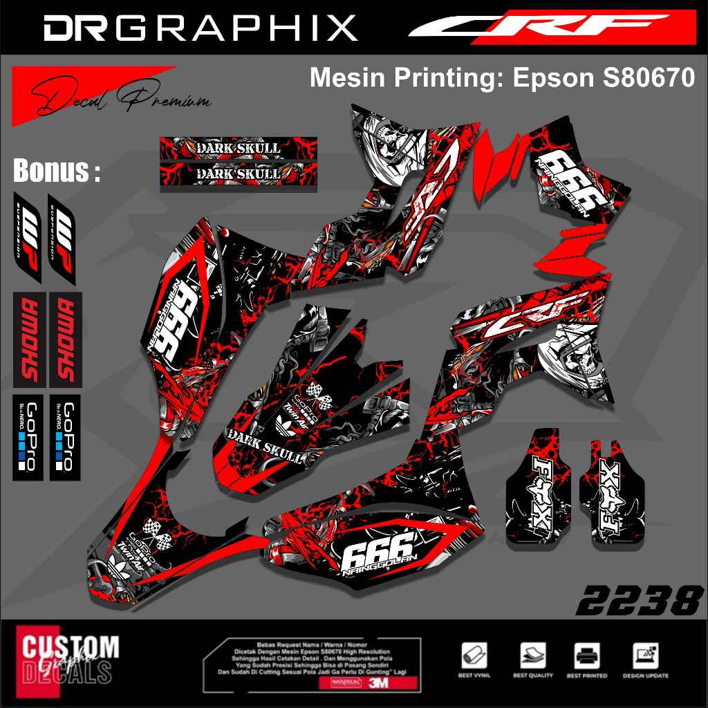 HITAM New Cool Black Crf Sticker Decal - Crf Supermoto Sticker - Crf ...