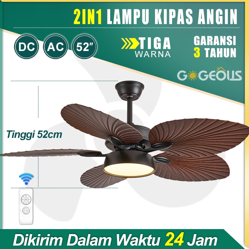 Retro Style Modern Ceiling Hanging Fan Lamp 2IN1 Remote Control Simple ...