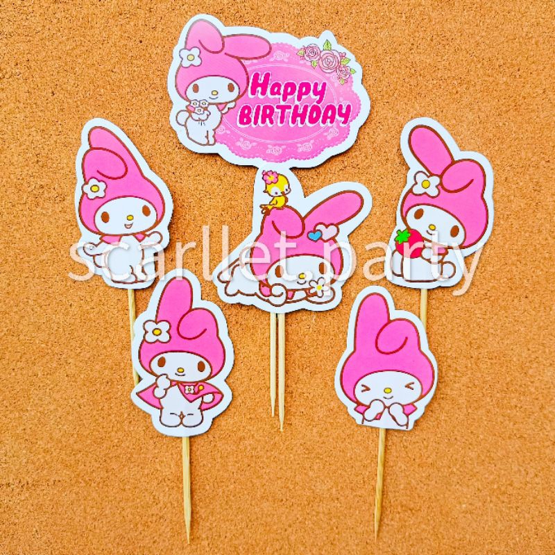 My MELODY SANRIO CAKE TOPPER BIRTHDAY DECORATION HAPPY BIRTHDAY ...