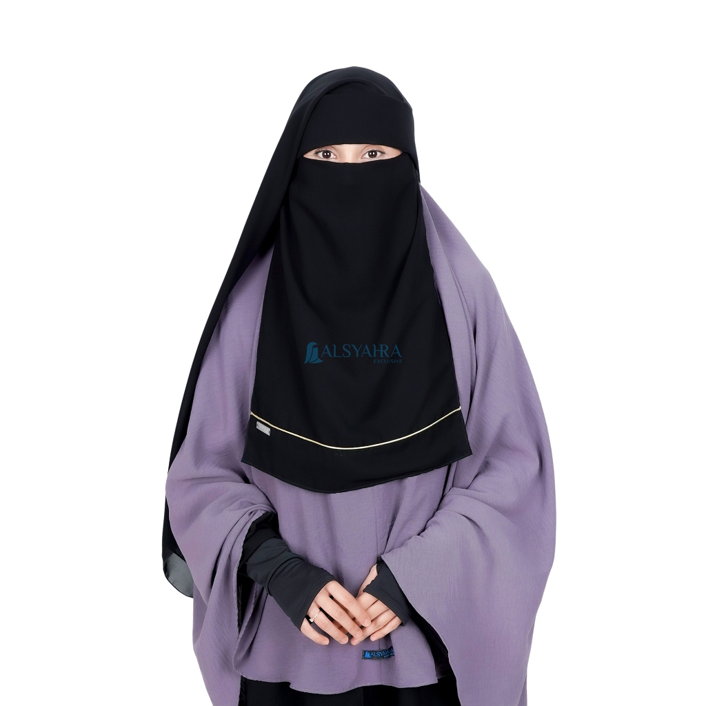 Almecca Exclusive Niqab Yaman List Gold Chiffon Silk Tille | Shopee ...