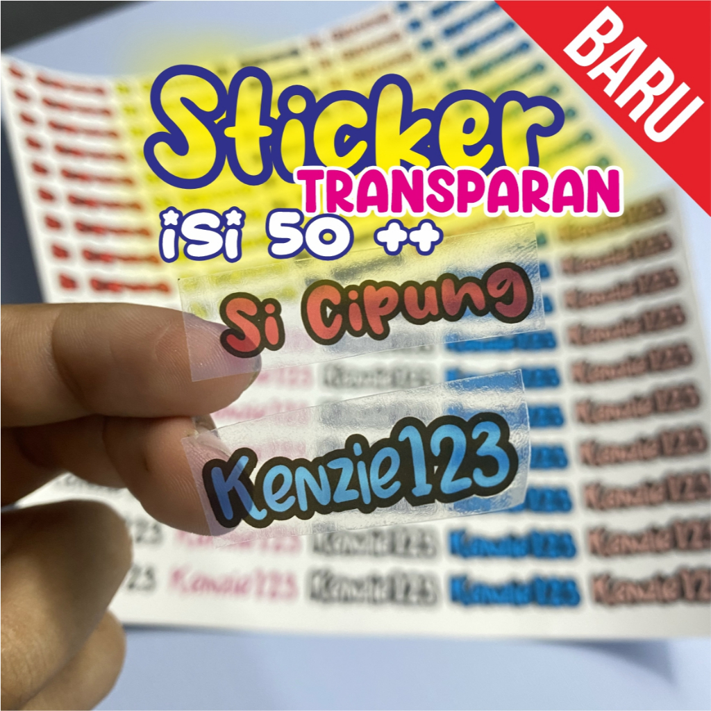 (50 Pcs) Transparent Name Stickers Transparent Name Label Stickers ...