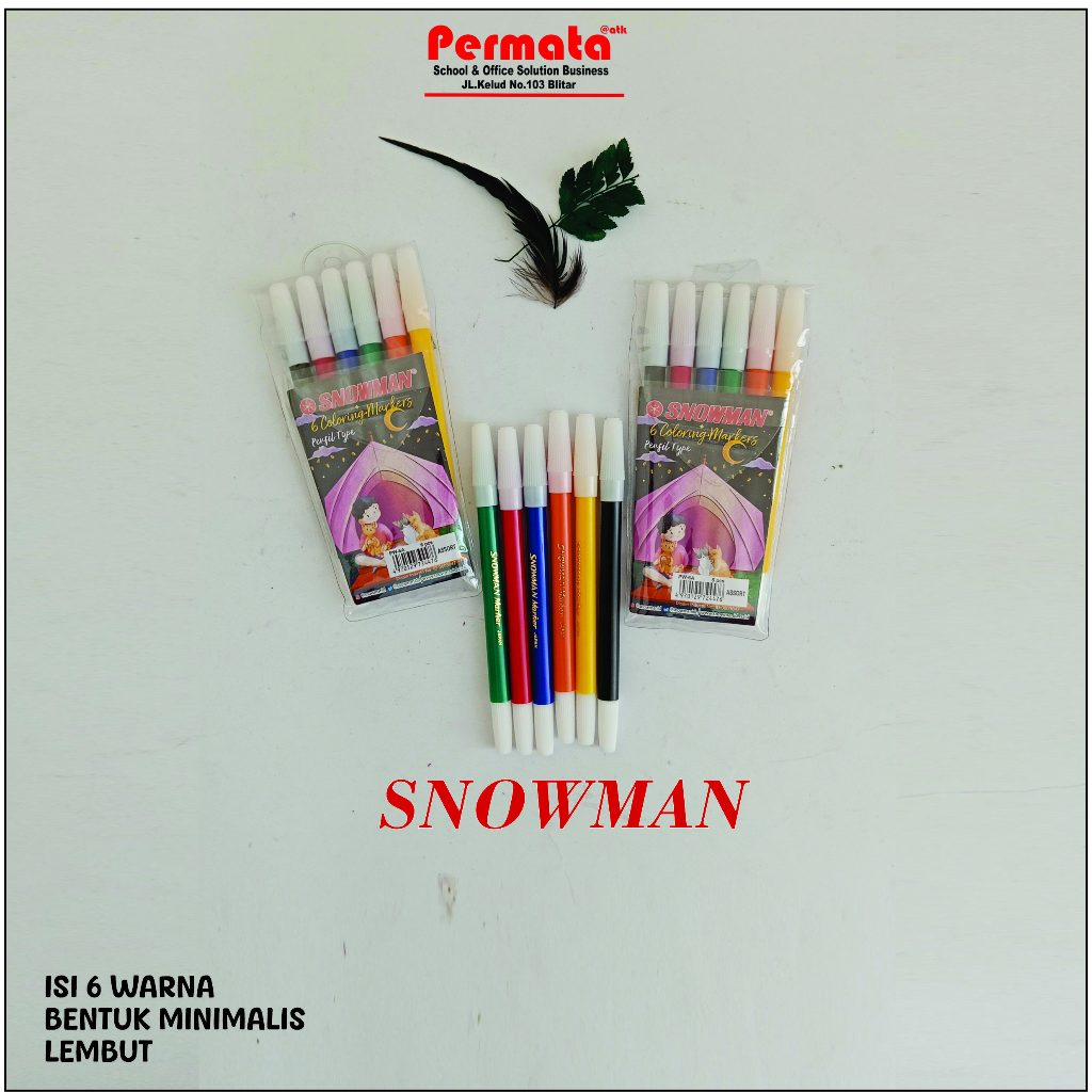 SNOWMAN COLORING MARKERS / SNOWMAN COLOR MARKERS 6 QUALITY COLORS PW-6A ...