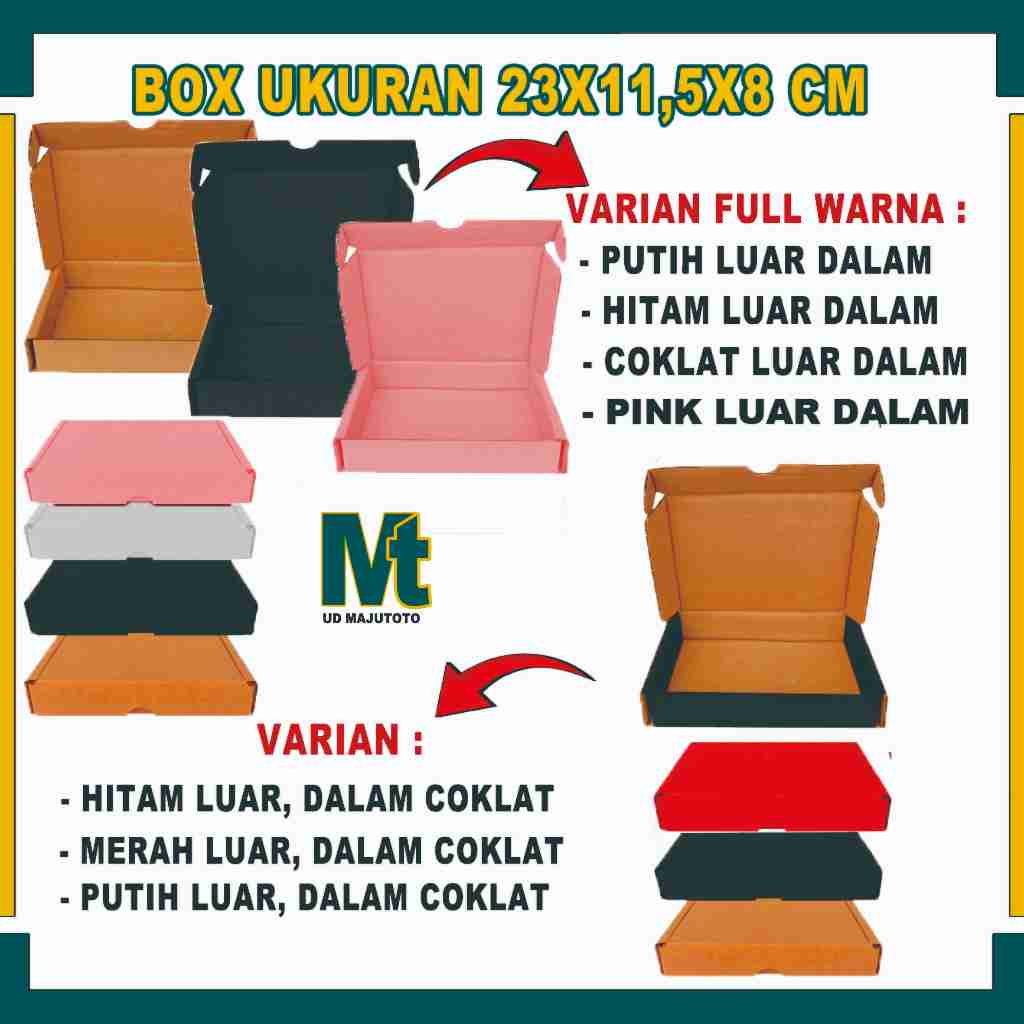 (PACKAGE 10 PCS) Box 23x11,5x8 cm / Side Folding Box / Brownie Box ...