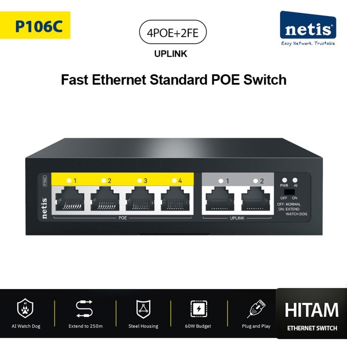 Netis P106C 4POE+2RJ45 100M Standard POE Switch | Shopee Malaysia