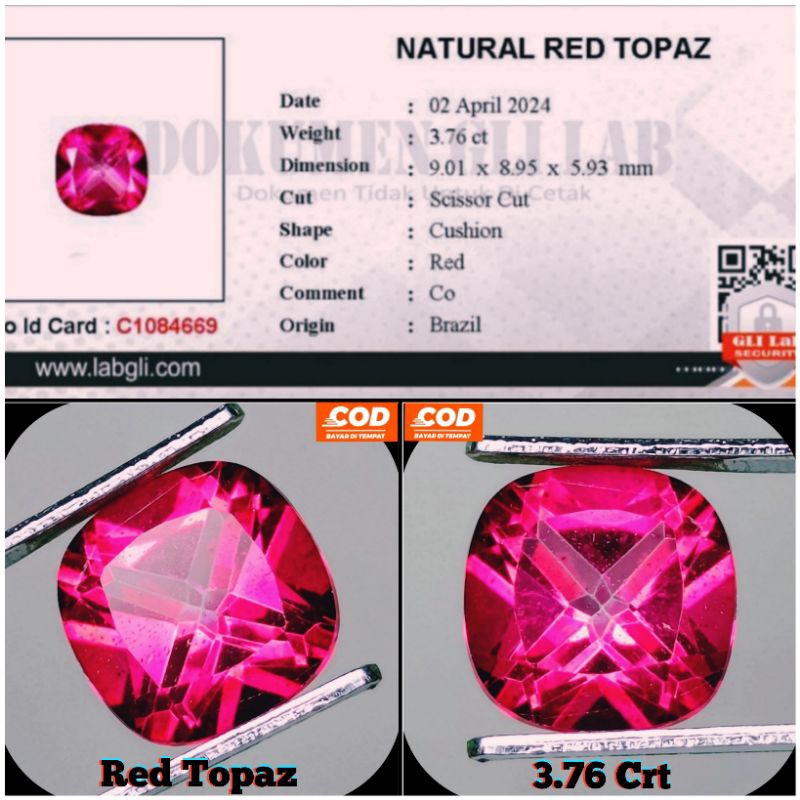 Natural RED TOPAZ (FREE MEMO) A008 | Shopee Malaysia