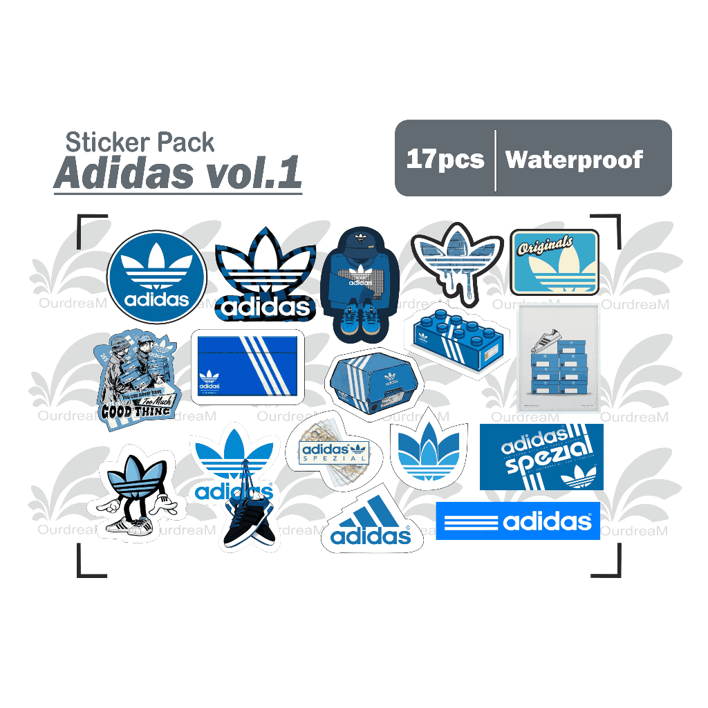 Sticker pack of 17 pcs adidas Vol.1 waterproof medium size tumbler ...