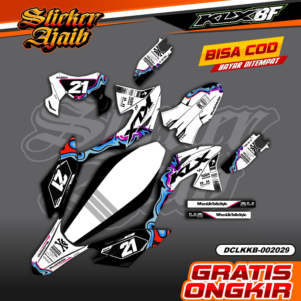 Klx BF Sticker DECAL - KAWASAKI KLX BF PREMIUM FULLBODY DECAL Supermoto ...
