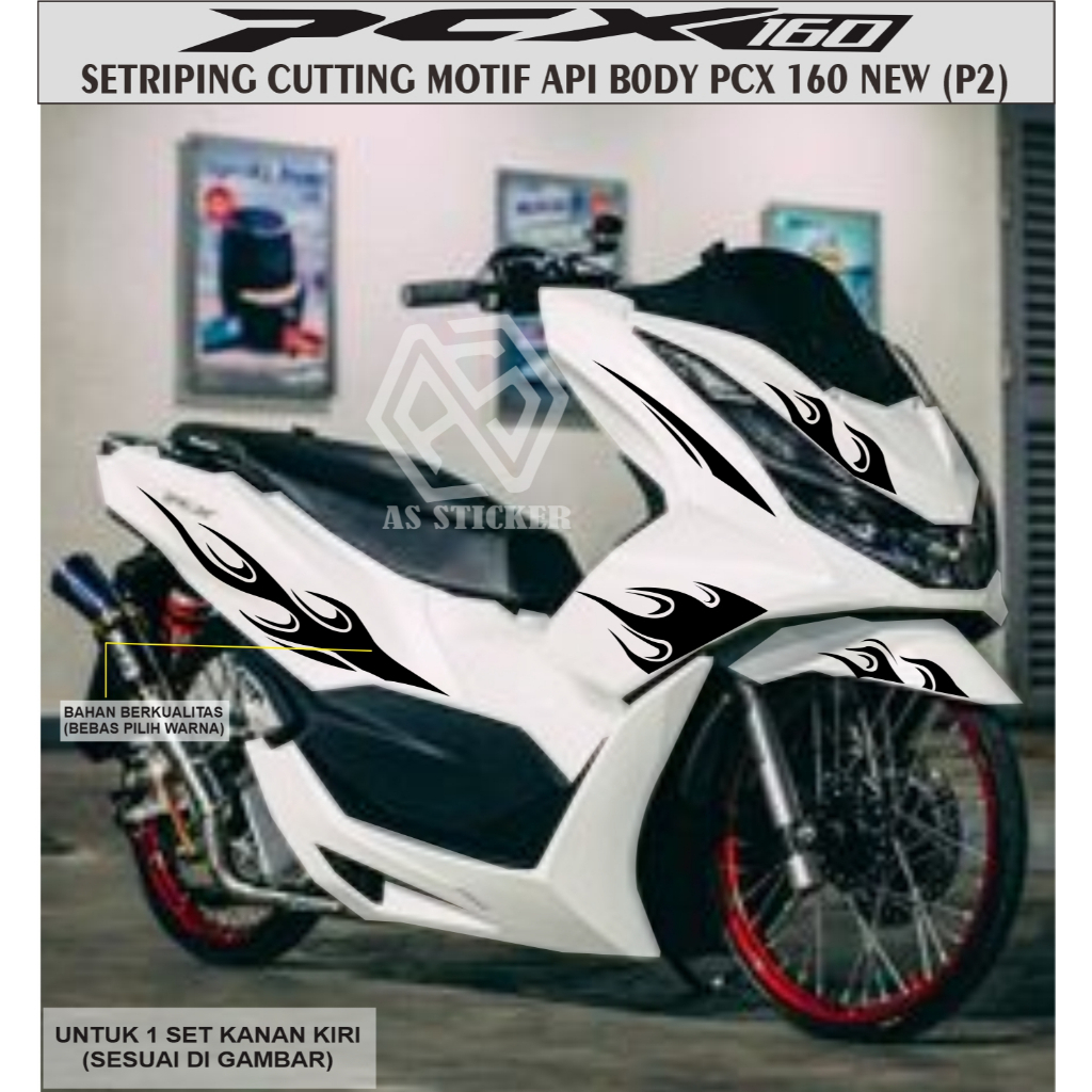 NEW PCX 160 STICKER FIRE CUTTING STRIPING / NEW PCX 160 FIRE MOTIF ...