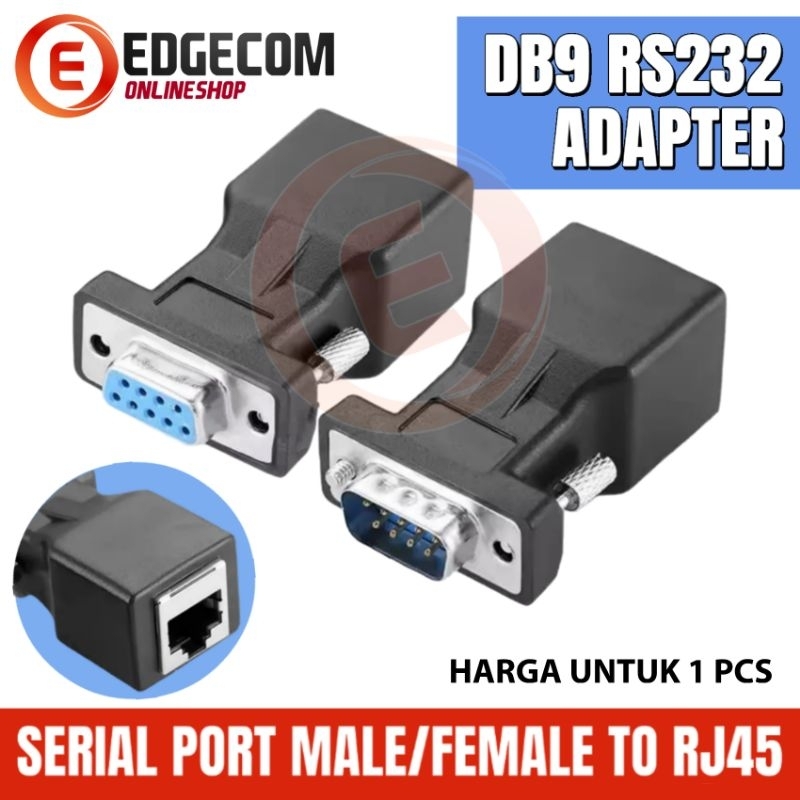 Serial Connector DB9 RS232 Male/Female to RJ45 UTP LAN Adapter COM ...