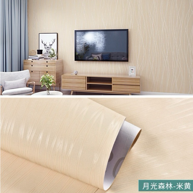 Wave Texture Plain Beige Wall Wallpaper Size 8m to 10m x 45cm | Shopee ...