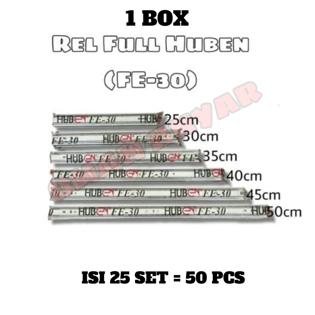 1 BOX Double Drawer Rail 2x Pull Full Extension FE 30mm Huben brand ...