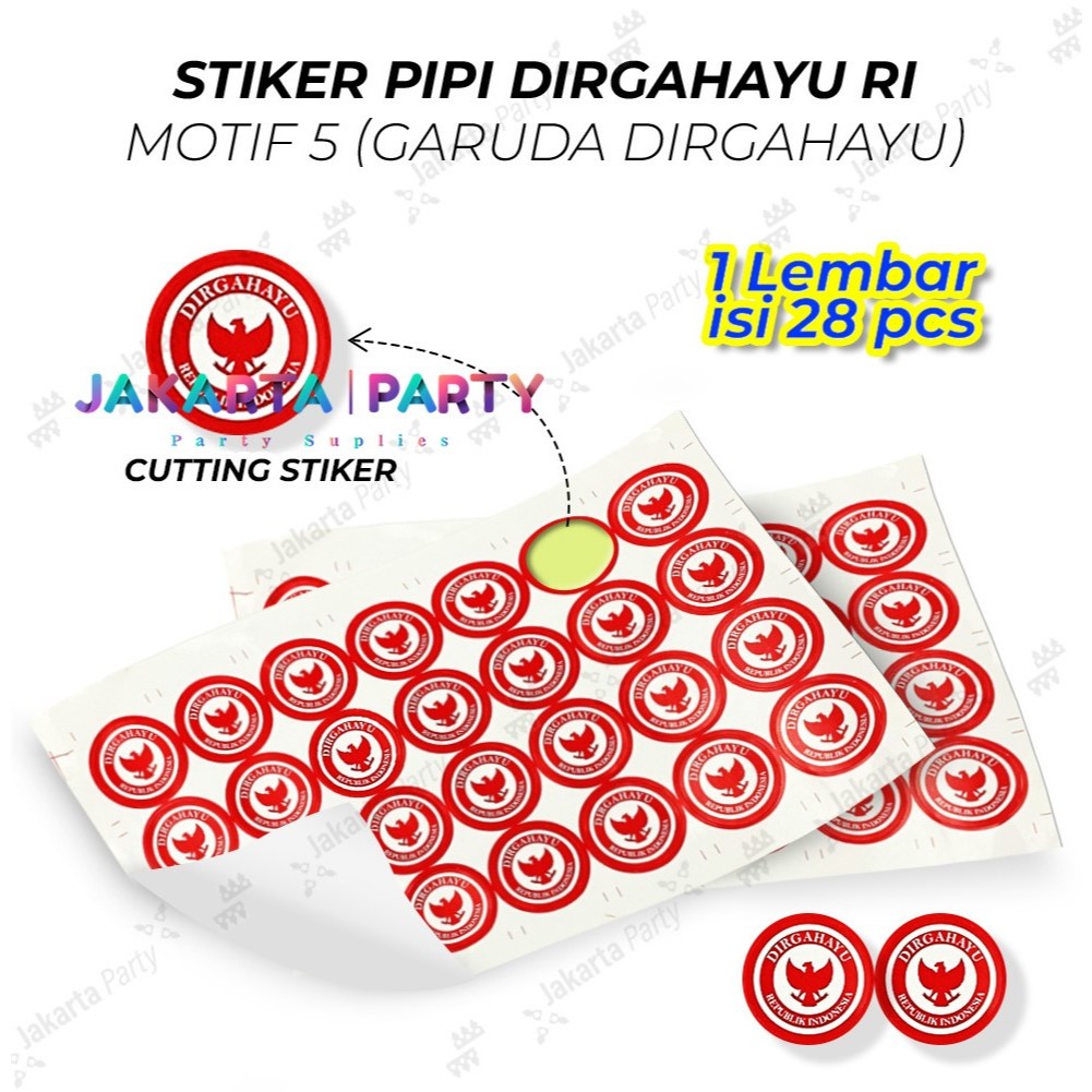 Round Garuda Cheek Sticker/Round RI Anniversary Cheek Sticker 28pcs ...