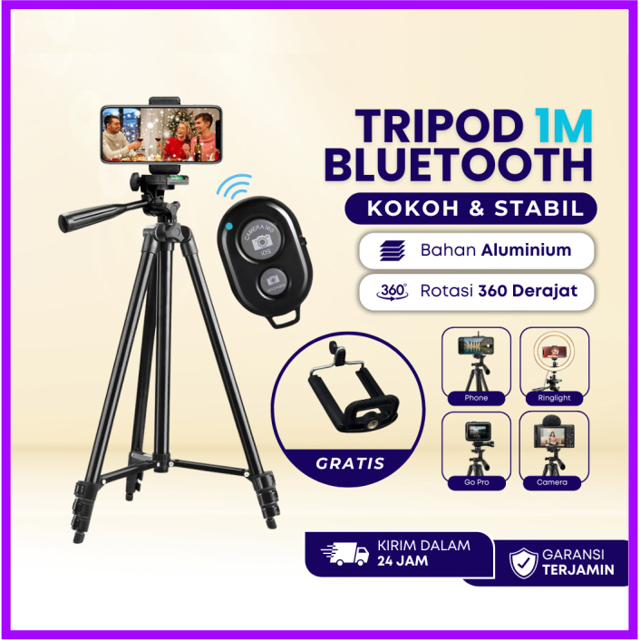 HP 1 Meter Bluetooth Cell Phone and Camera Tripod Free Holder 360 ...