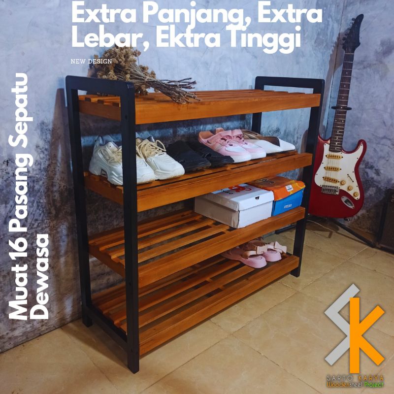 KAYU 4-tier Mahogany Multipurpose Shoe Rack New Minimalist Aesthetic ...