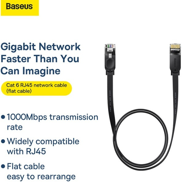 Baseus LAN Cable RJ45 Gigabit Ethernet Six Types Network Flat Cable ...