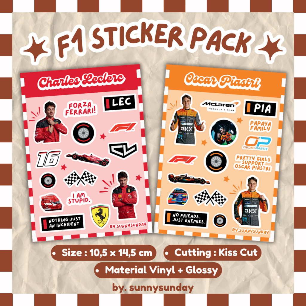 [PRE ORDER] Sticker Pack Formula One Merch F1 Vinyl Kiss Cut | Shopee ...